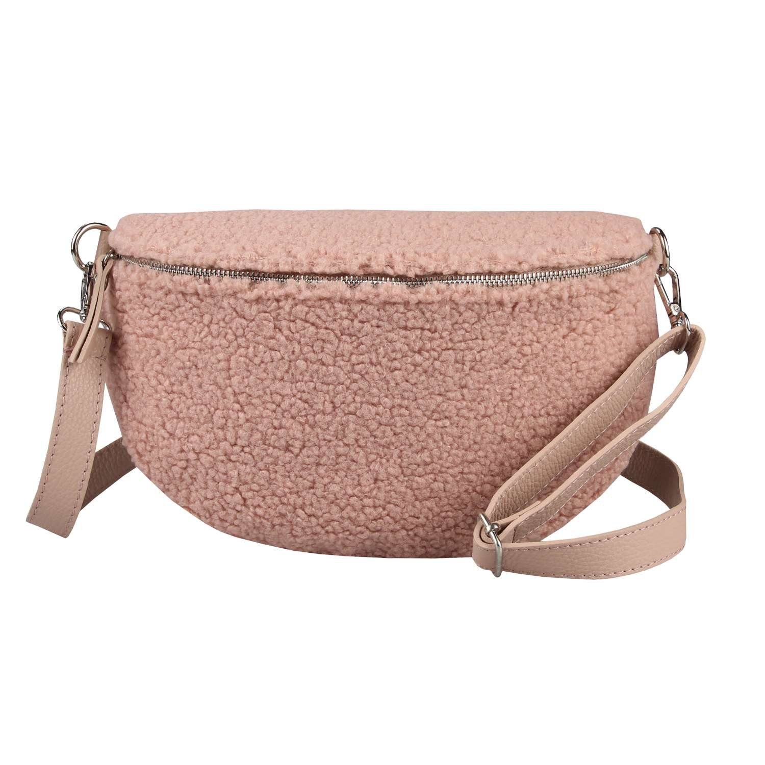 ITALYSHOP24 Bauchtasche Damen Teddyfell Tasche CrossBody Hüfttasche Leder, als Schultertasche ...
